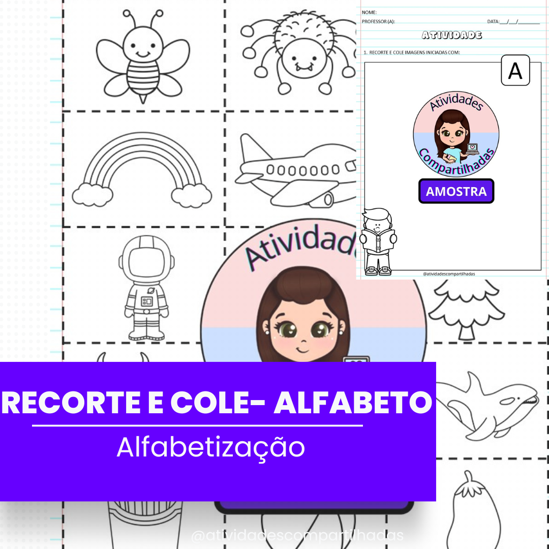 Recorte e cole alfabeto – Loja Atividades compartilhadas – Por Elisandra